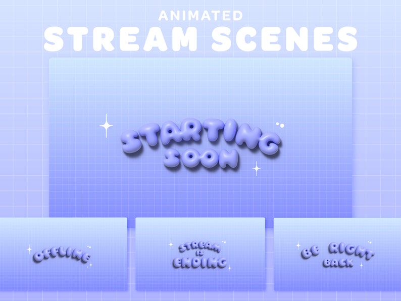 Cute Blue Bubblegum ANIMATED STREAM SCENE Pack Pastel Blue - Etsy