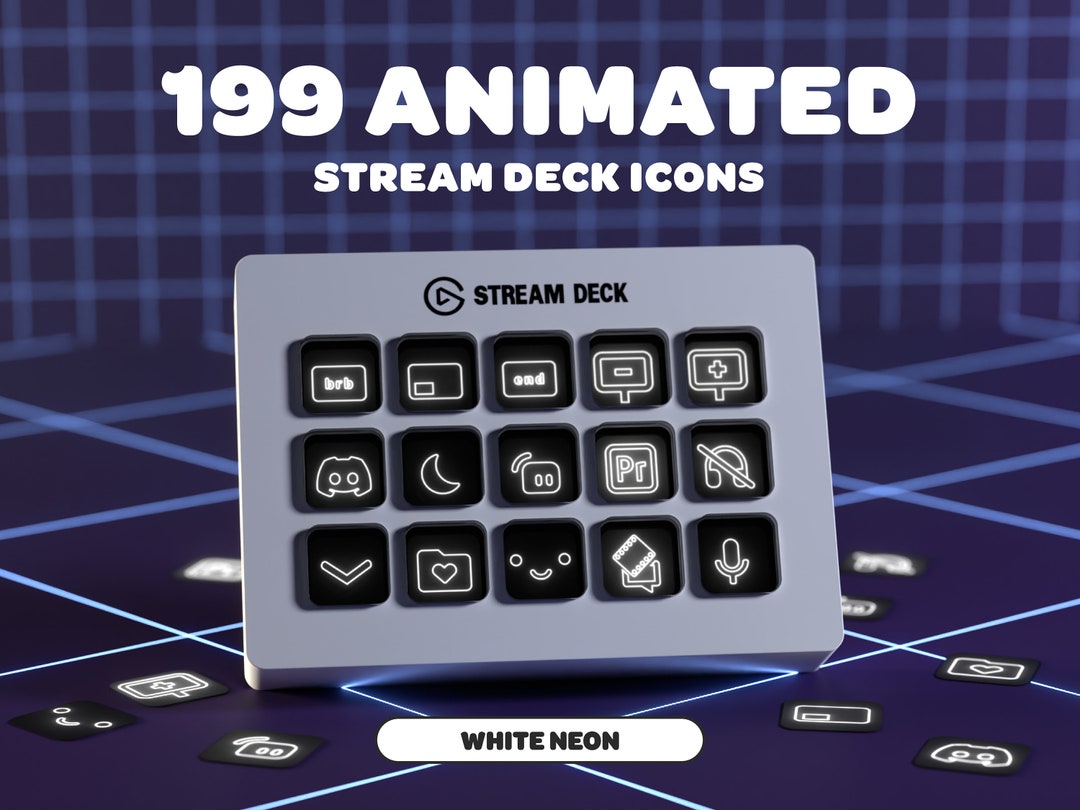 ANIMATED WHITE NEON Stream Deck Icons | Streamer | Twitch | Discord ...