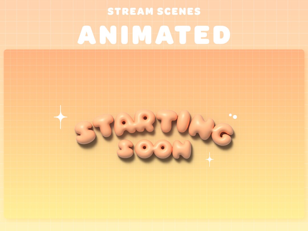 Cute Peach Bubblegum ANIMATED STREAM SCENE Pack | Pastel Orange and ...