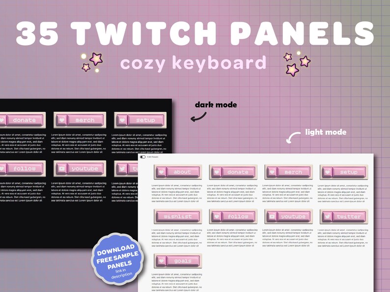 Gaming Keyboard TWITCH PANELS Soft Pastel Pink Streamer - Etsy
