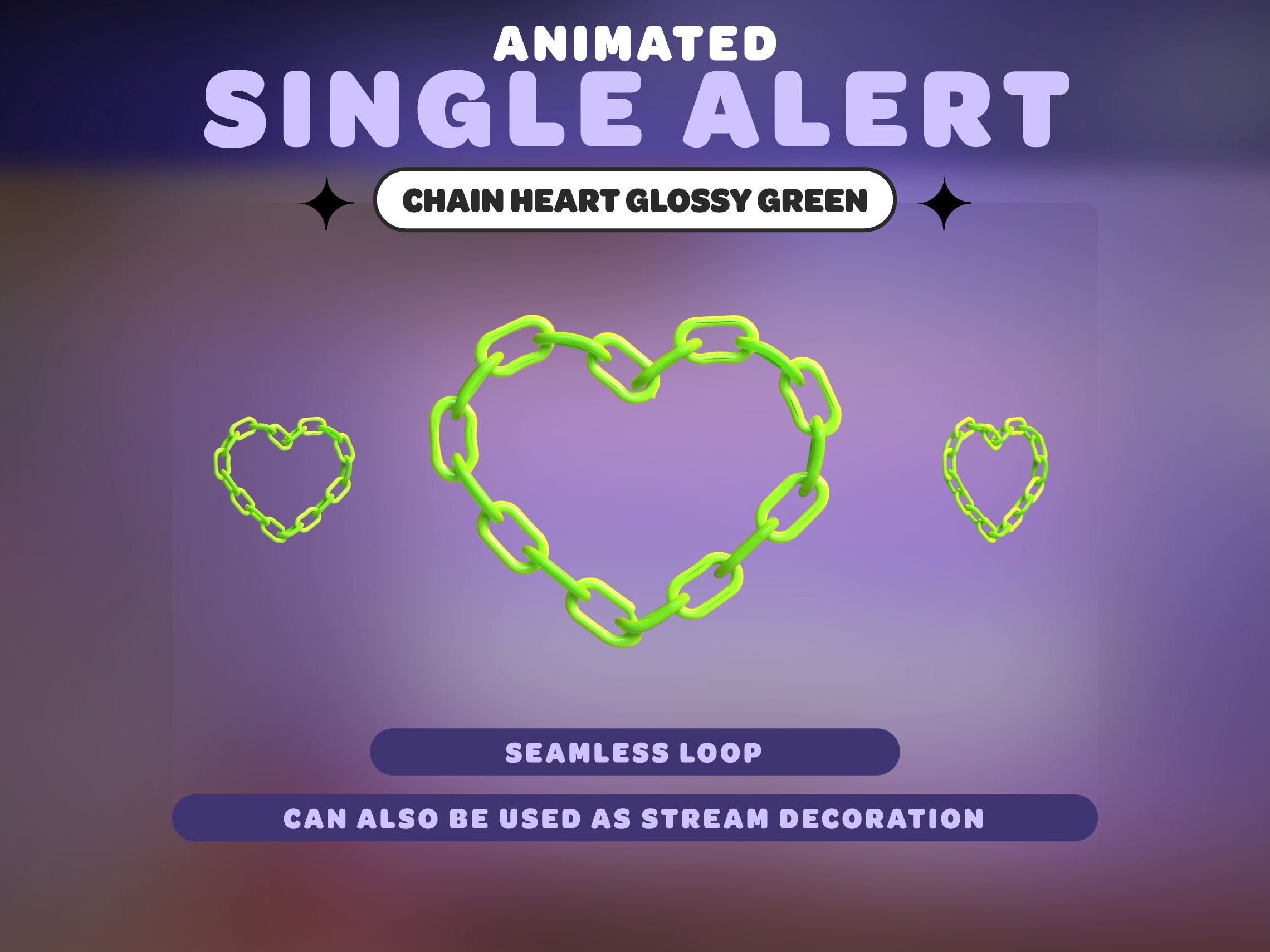 ANIMATED STREAM ALERT Chain Heart Y2K Glossy Green Streamer - Etsy