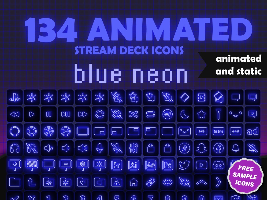 ANIMATED BLUE NEON stream deck icons Streamer Twitch - Etsy Schweiz