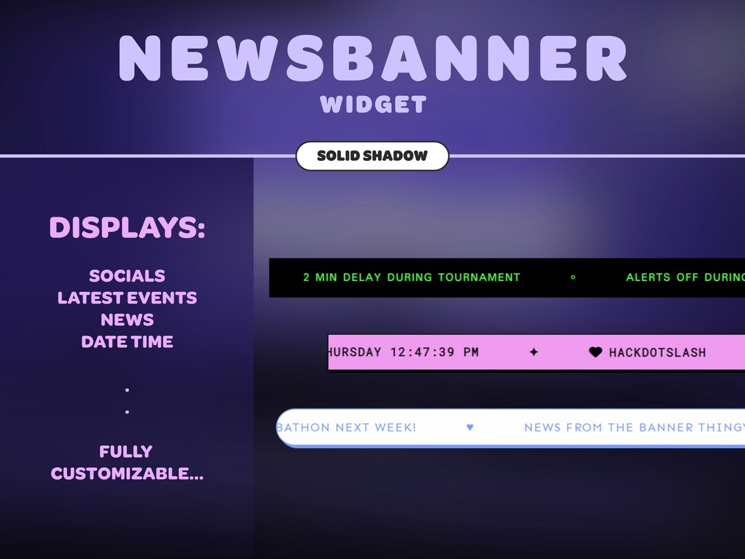 Customizable Rolling Event and News Banner Widget | for Twitch, Youtube ...