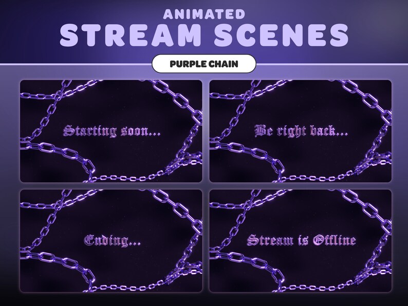 ANIMATED STREAM SCENE Pack Purple Chains Y2K Chrome - Etsy