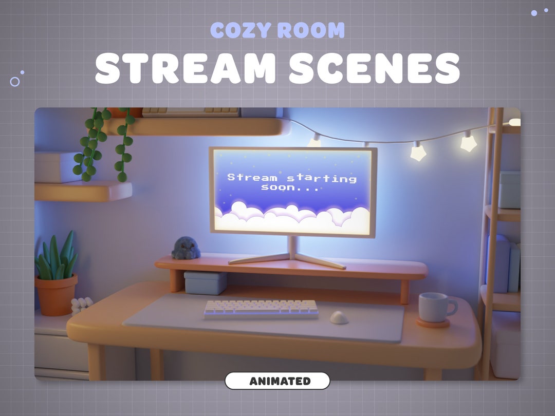 ANIMATED STREAM SCENES Cozy Room | Pastel Blue | Streamer | Twitch ...