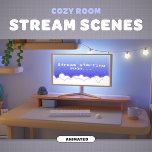 ANIMATED STREAM SCENES Cozy Room | Pastel Blue | Streamer | Twitch ...