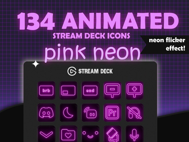 ANIMATED PINK NEON Stream Deck Icons Streamer Twitch - Etsy