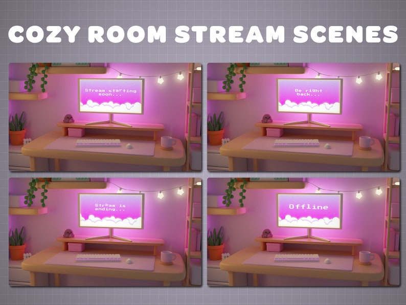 ANIMATED STREAM SCENES Cozy Room Pastel Pink Streamer - Etsy