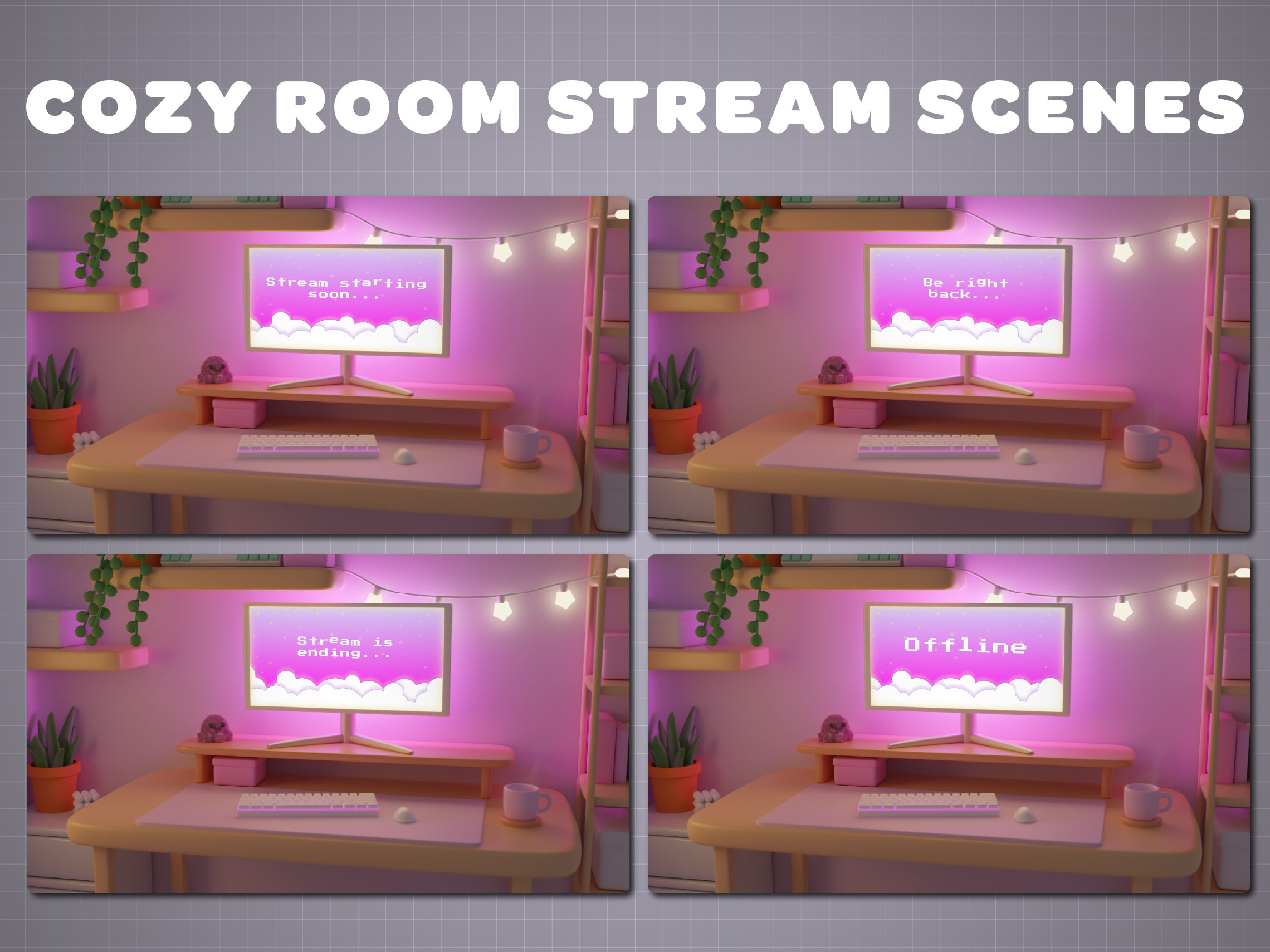 ANIMATED STREAM SCENES Cozy Room Pastel Pink Streamer - Etsy