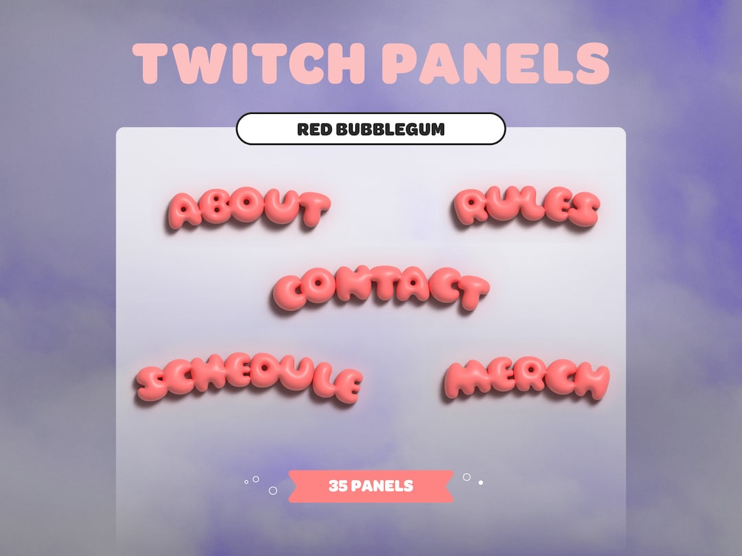 Red Bubblegum TWITCH PANELS | Cute Pastel Red | Streamer | Twitch ...