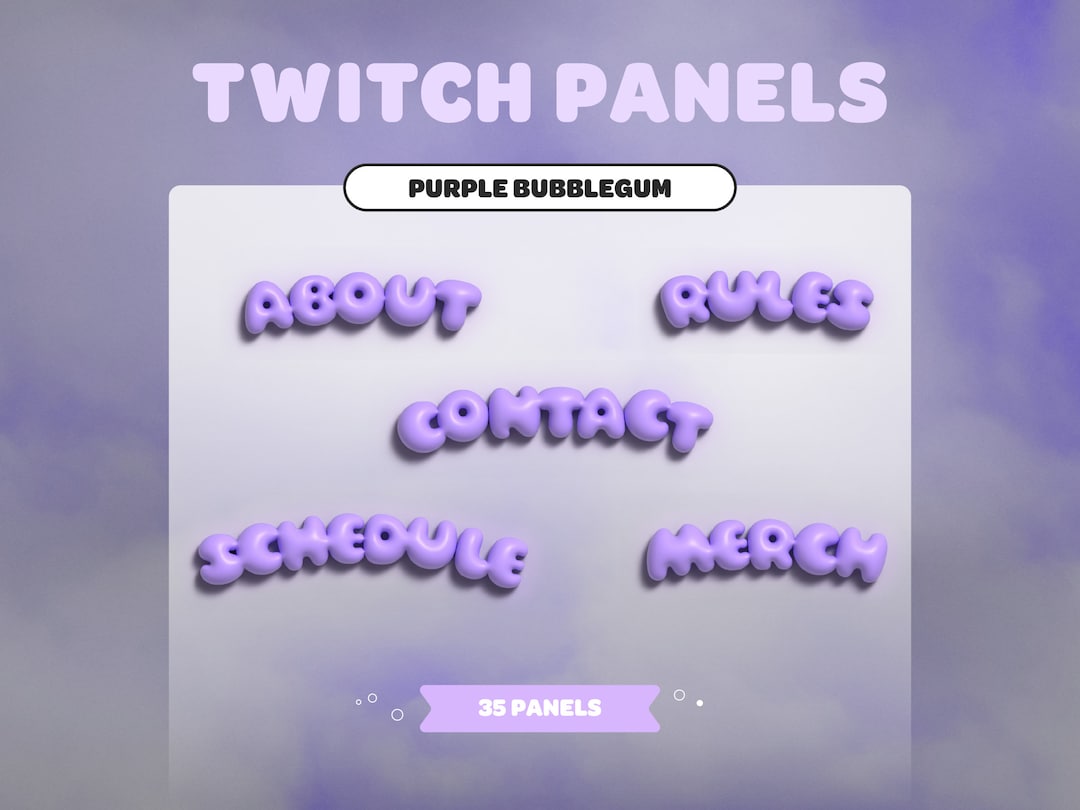 Purple Bubblegum TWITCH PANELS | Cute Pastel Purple | Streamer | Twitch ...