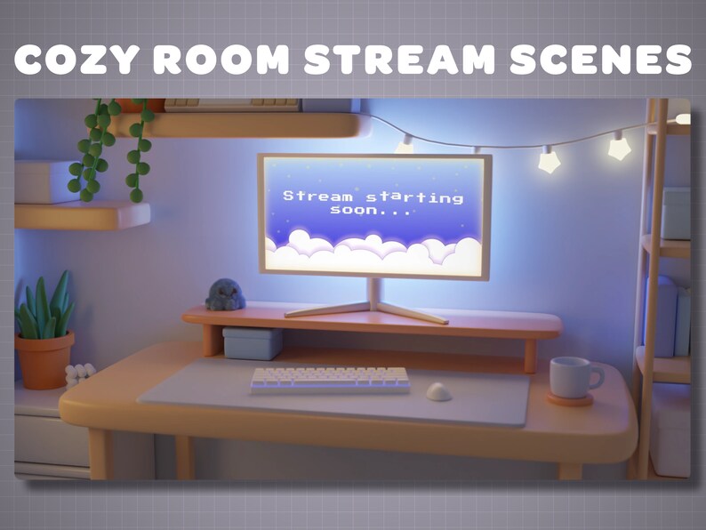 ANIMATED STREAM SCENES Cozy Room Pastel Blue Streamer - Etsy