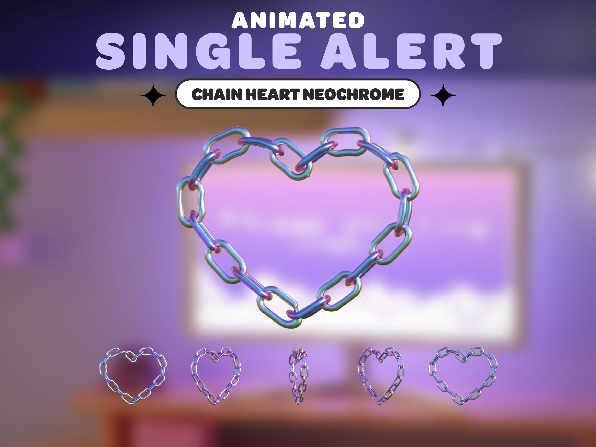 ANIMATED STREAM ALERT Chain Heart Y2K Neochrome Streamer - Etsy