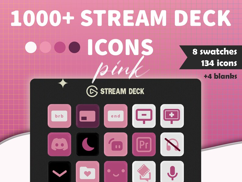 STREAM DECK ICONS Pink Streamer Twitch Discord Youtube - Etsy