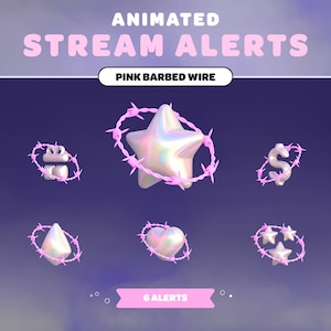 Animated STREAM ALERTS Pink Barbed Wire Y2K Pink Minimal Streamer ...