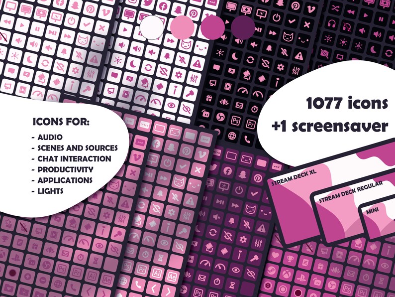 STREAM DECK ICONS Pink Streamer Twitch Discord Youtube - Etsy