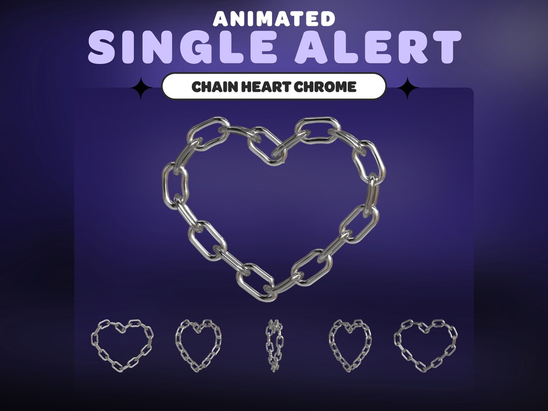 ANIMATED STREAM ALERT Chain Heart Y2K Chrome | Streamer | Twitch ...