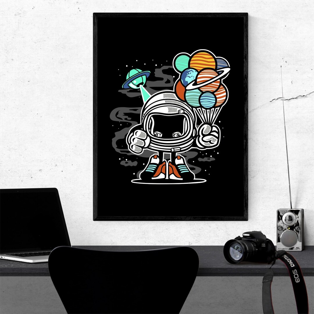 Robot in Space Poster robot in Space Artwork Robot in Space - Etsy