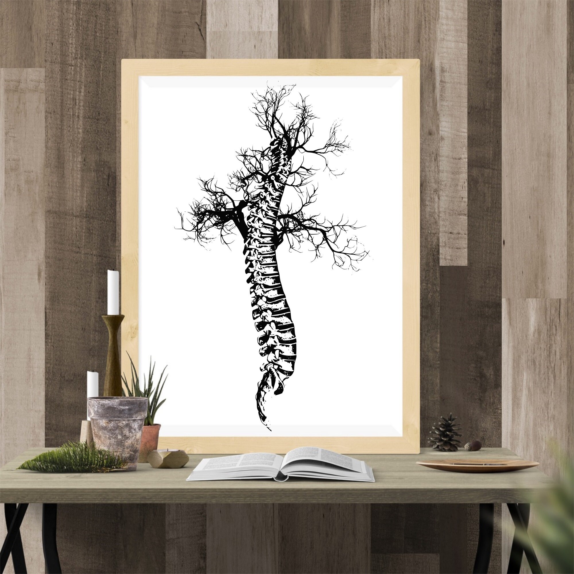 Chiropractor Poster Abstract Chiropractor and Tree Art Gift | Etsy