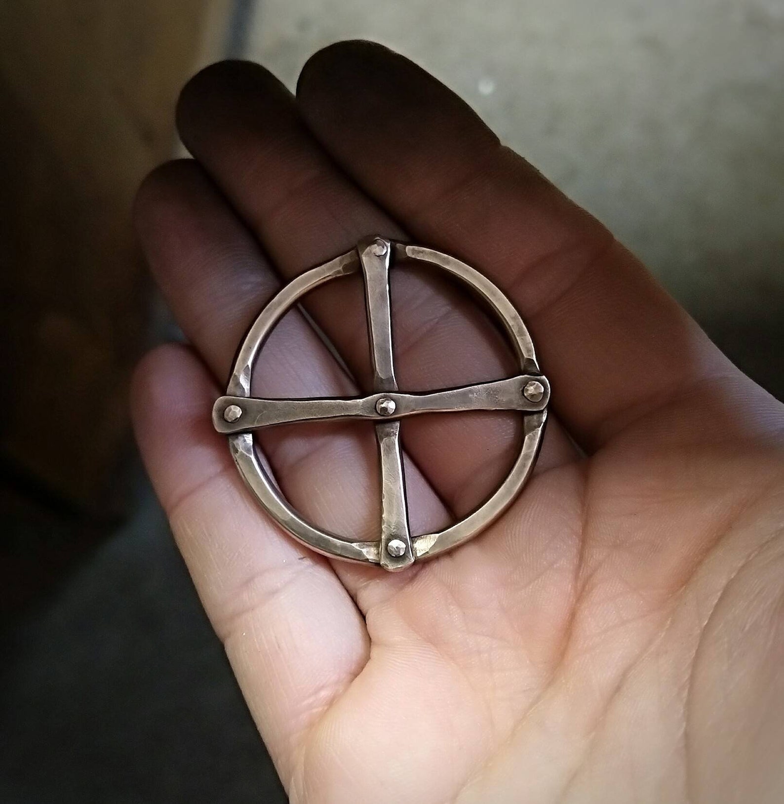 Cold-forged Sun Cross Pendant: Riveted Pagan Solar Wheel - Etsy