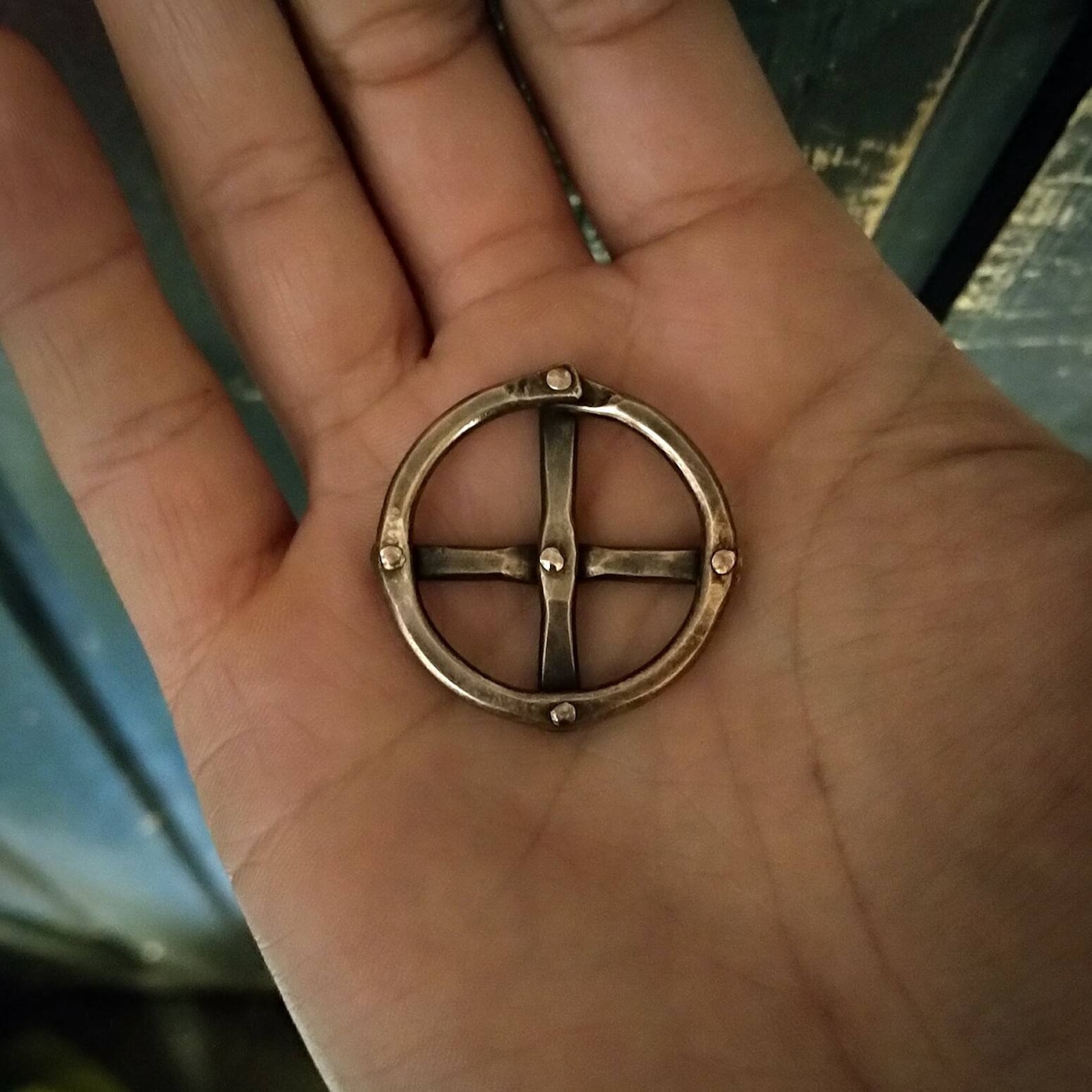 Cold-forged Sun Cross Pendant: Riveted Pagan Solar Wheel - Etsy