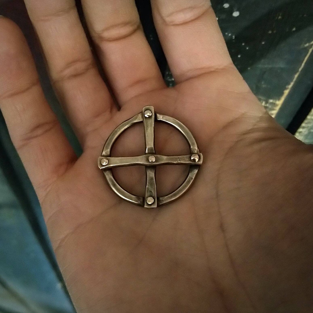 Cold-forged Sun Cross Pendant: Riveted Pagan Solar Wheel - Etsy