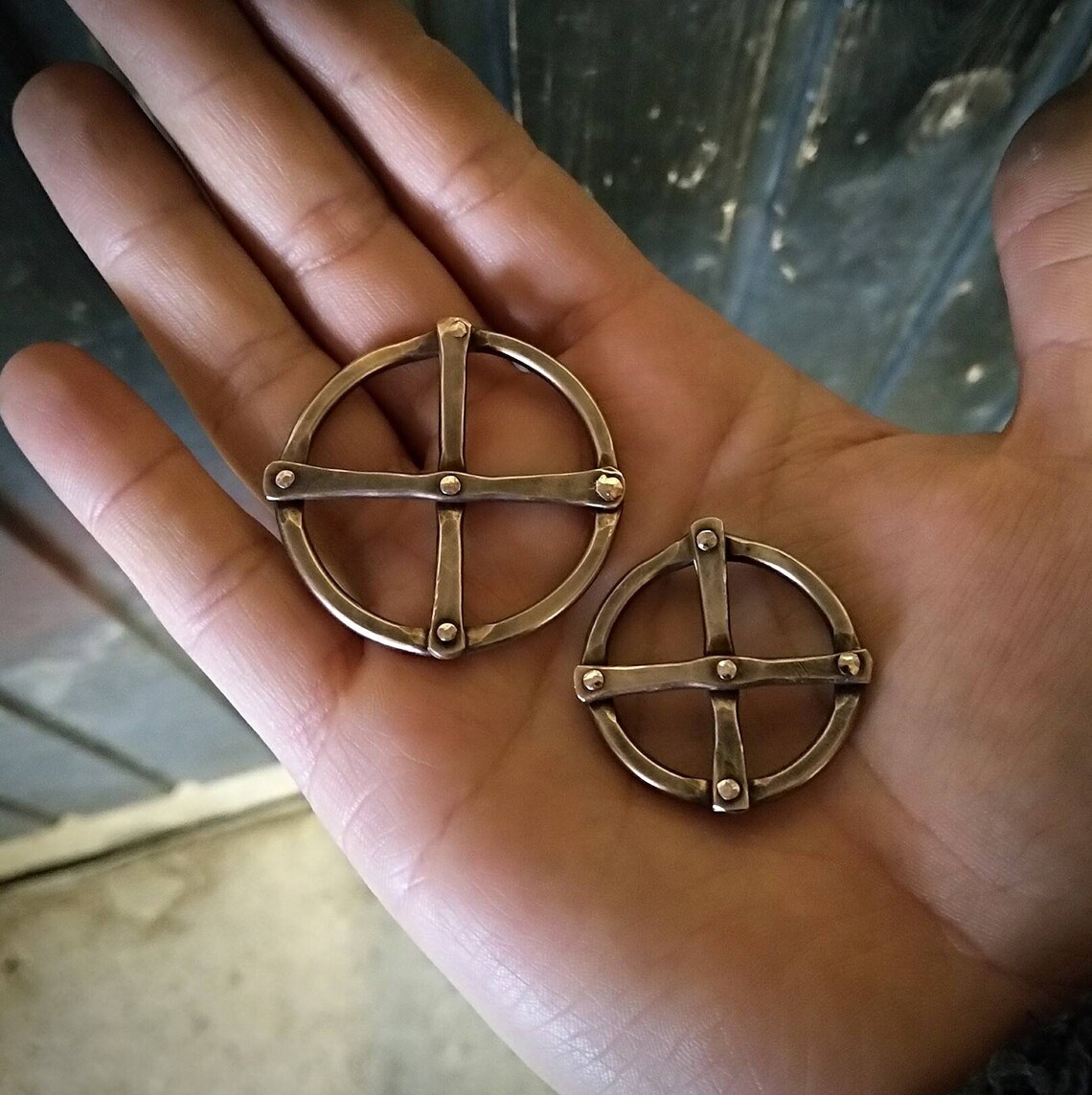 Cold-forged Sun Cross Pendant: Riveted Pagan Solar Wheel - Etsy