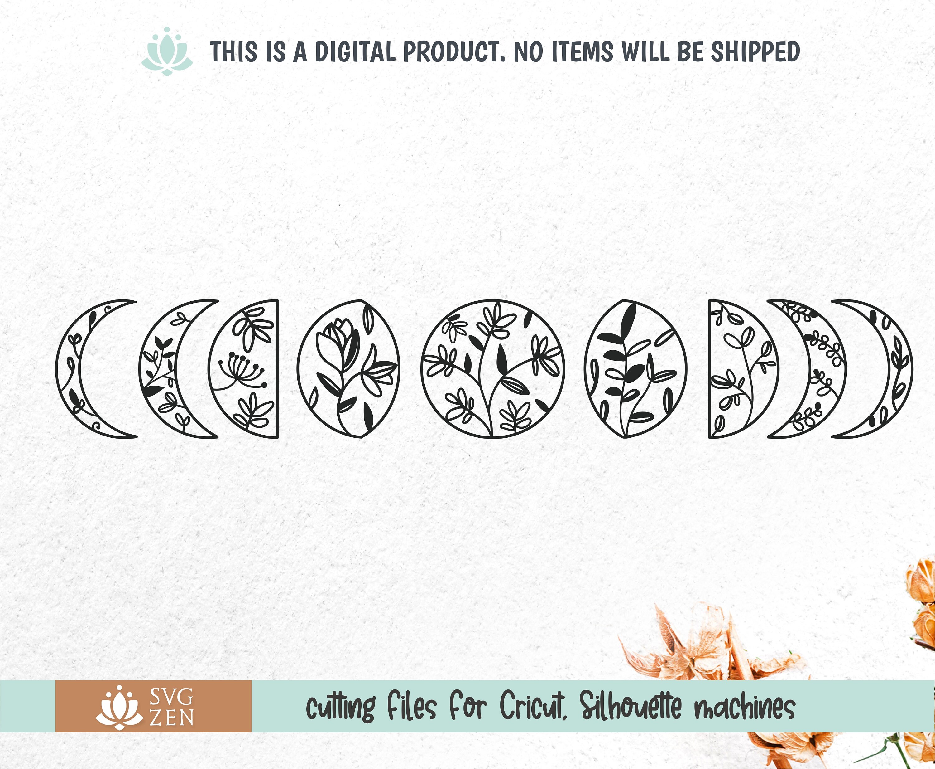 Moon phases svg Moon phase svg file Moon svg Half moon svg | Etsy