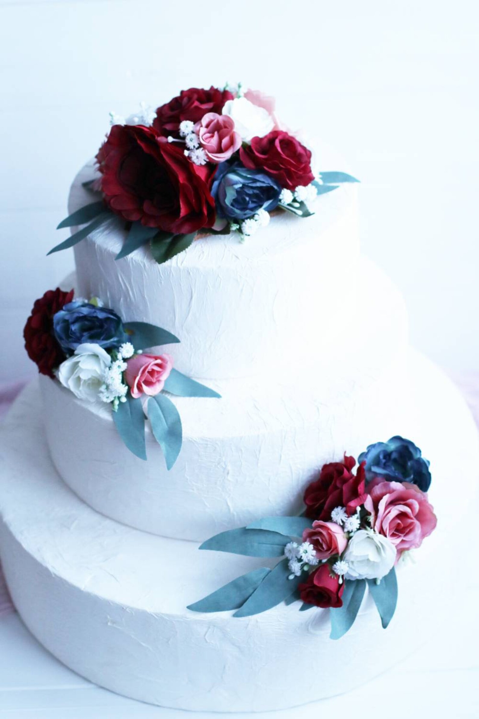 Blue Burgundy and Navy Cake Topper Boho Cake Topper Blash Cake - Etsy