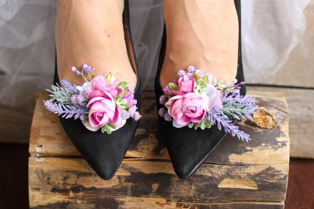 Lavender Flower Shoe Clips: Handmade Boho Wedding Accessories - Etsy