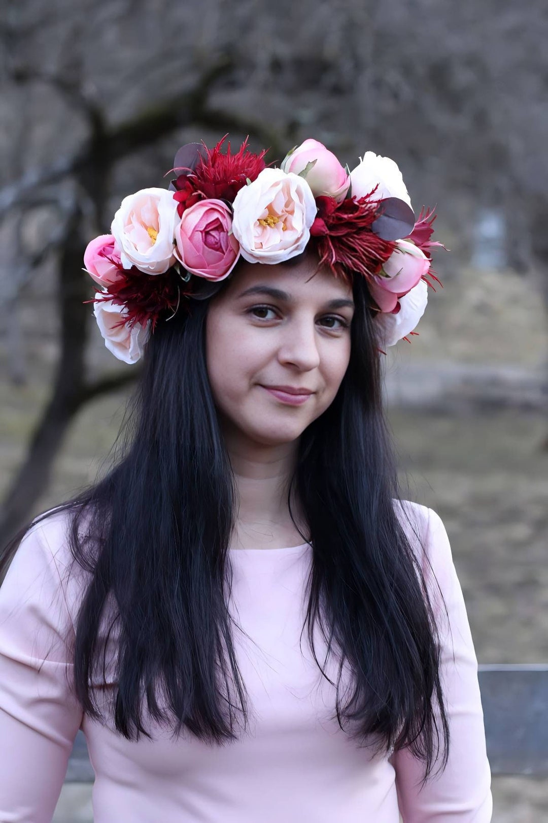 Big Flower Crown Burgundy Crown Maternity Crown Maroon Crown Boho ...