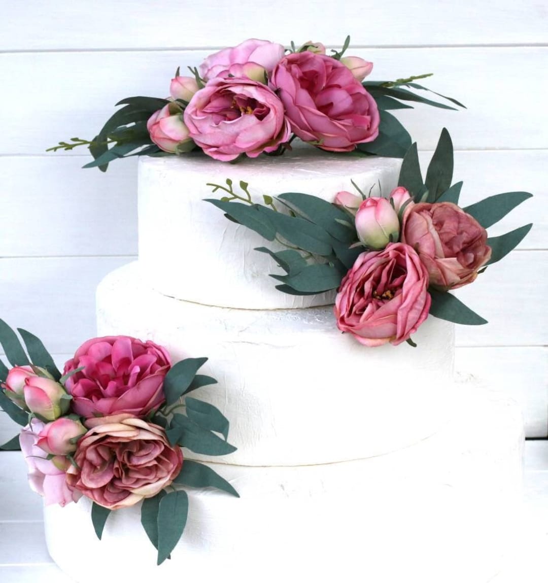 Pink Wedding Cake Topper Flowers Peony Cake Topper Floral Cake Topper ...