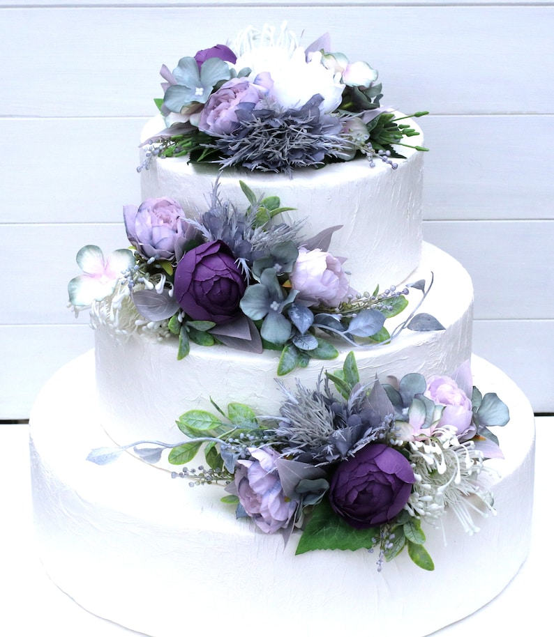 Floral Cake Topper Peony Cake Topper Purple Cake Topper Dusty - Etsy