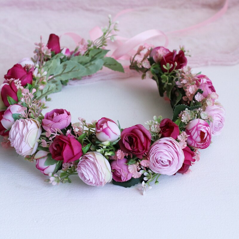 Pink Flower Crown - Etsy
