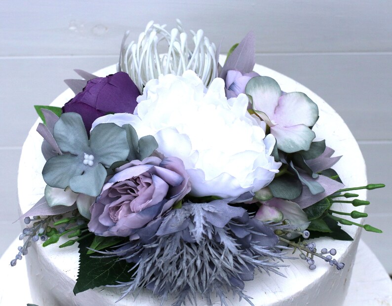 Floral Cake Topper Peony Cake Topper Purple Cake Topper Dusty - Etsy