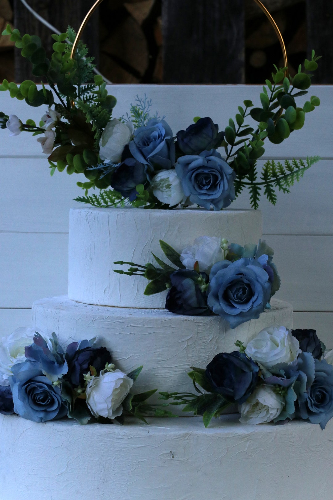 Blue Cake Topper Wedding Cake Flowers Woodland Cake Topper Floral Cake ...