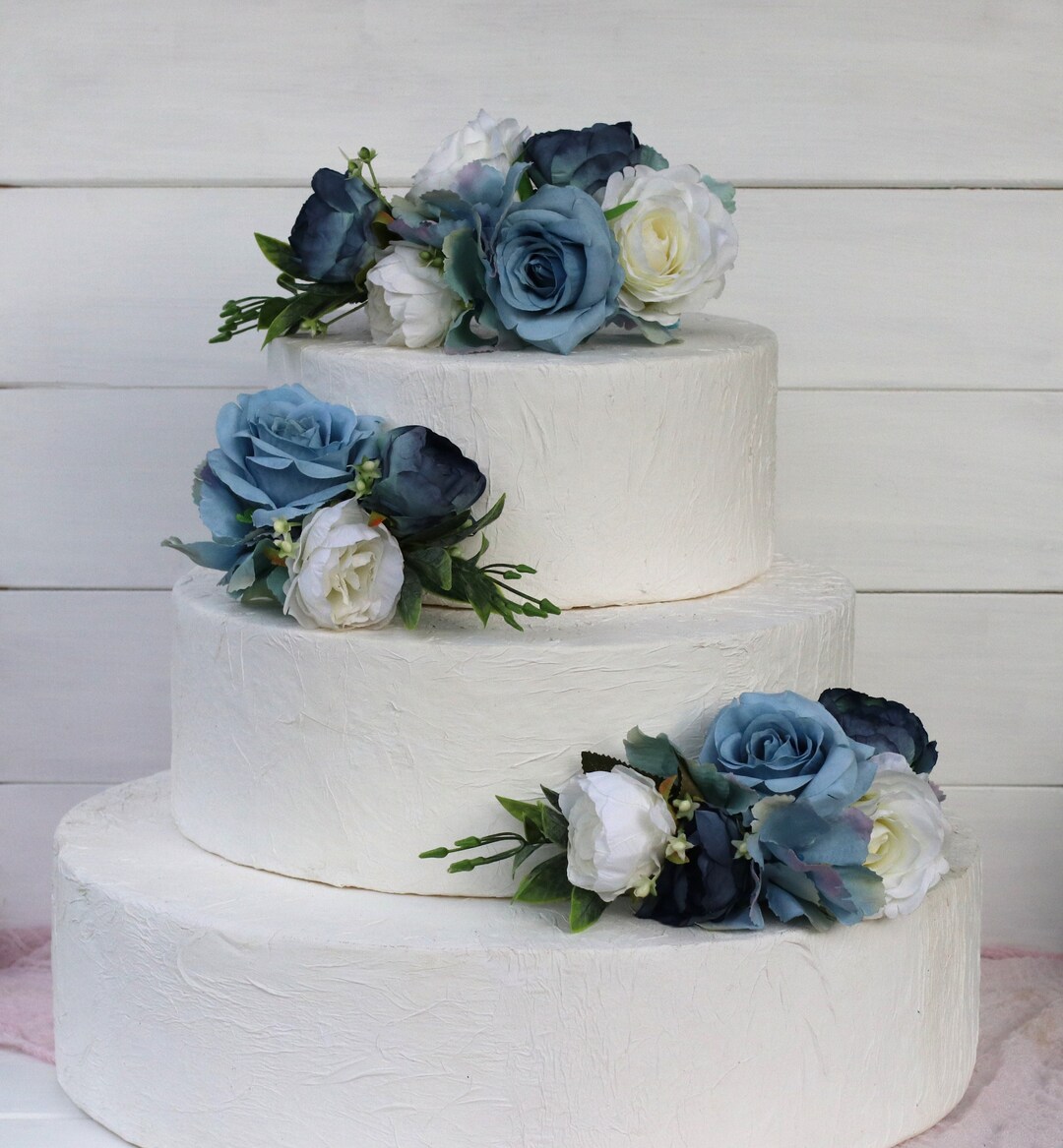 Blue Cake Topper Floral Cake Topper Cake Topper Flowers Dusty Cake ...