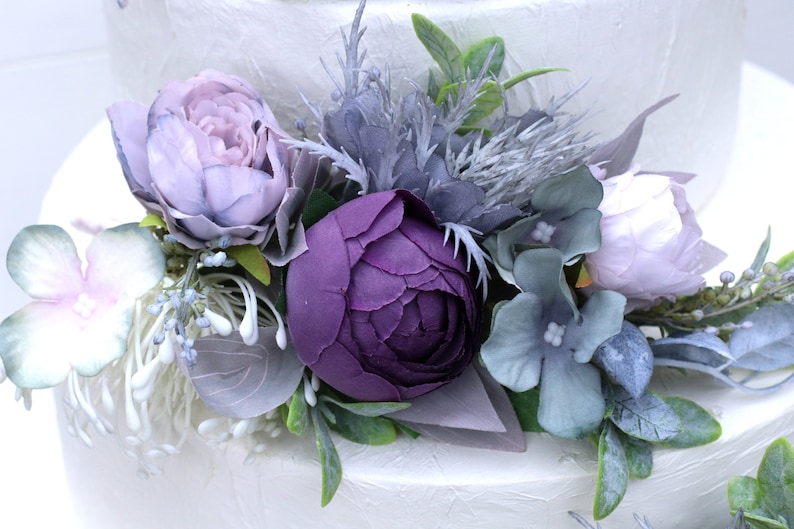 Floral Cake Topper Peony Cake Topper Purple Cake Topper Dusty - Etsy