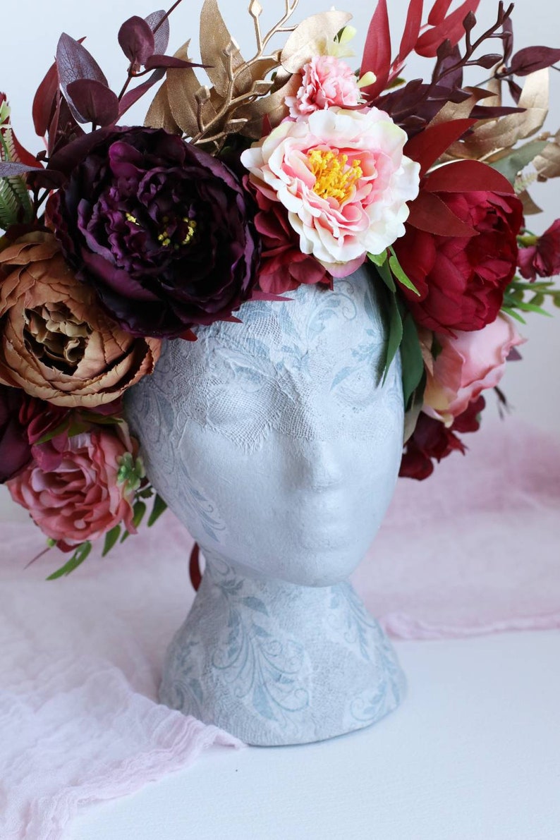 Burgundy Crown Flower Crown Wedding Woodland Crown Boho Big - Etsy