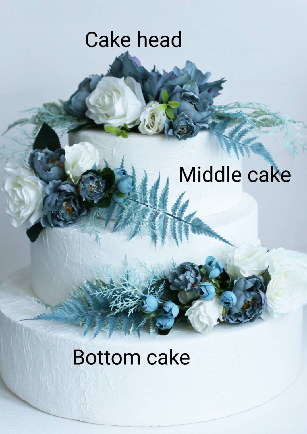 Blue Cake Topper Wedding Cake Flowers Woodland Cake Topper Floral Cake ...