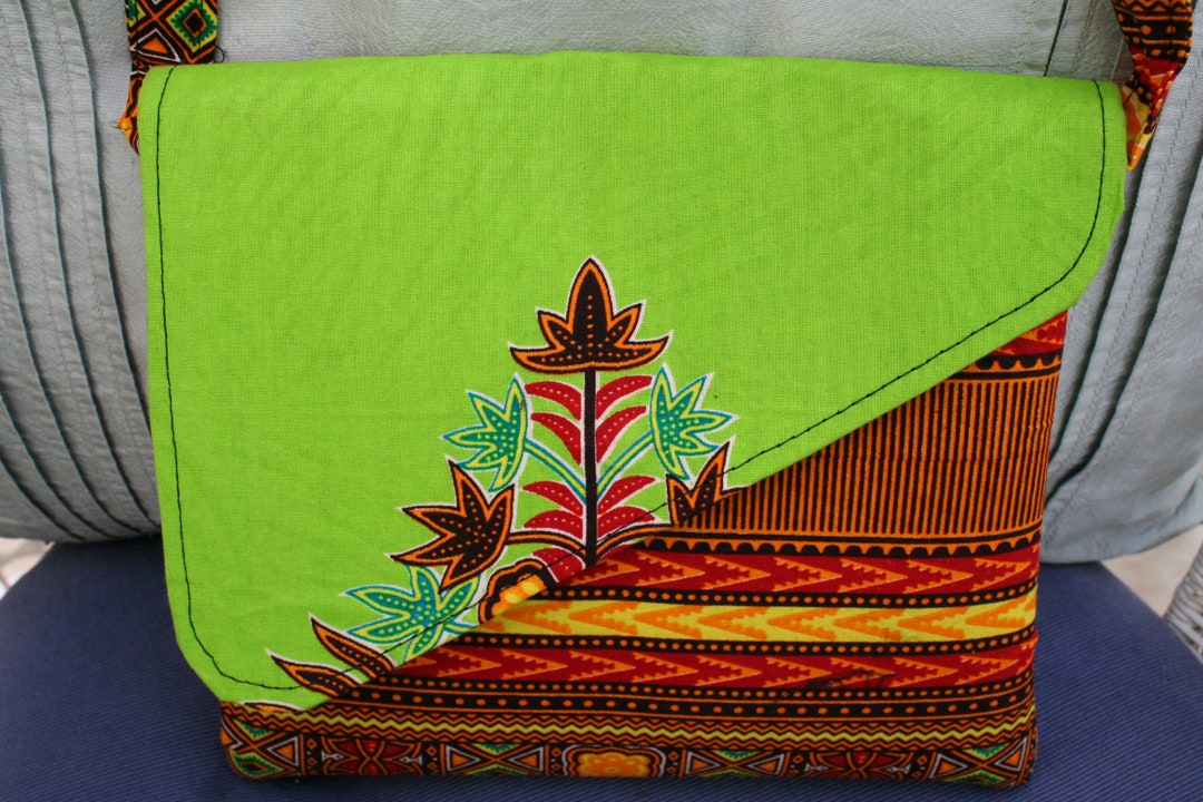 Shoulder Bag Traditional African Kitenge Fabric Green Multi - Etsy UK