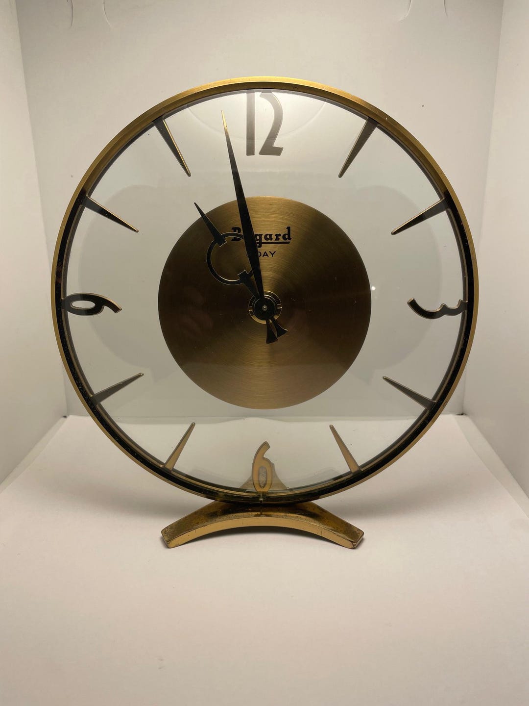 Bayard Clock / Art Deco Clock / Bayard 8 Day Clock / Brass and Glass ...