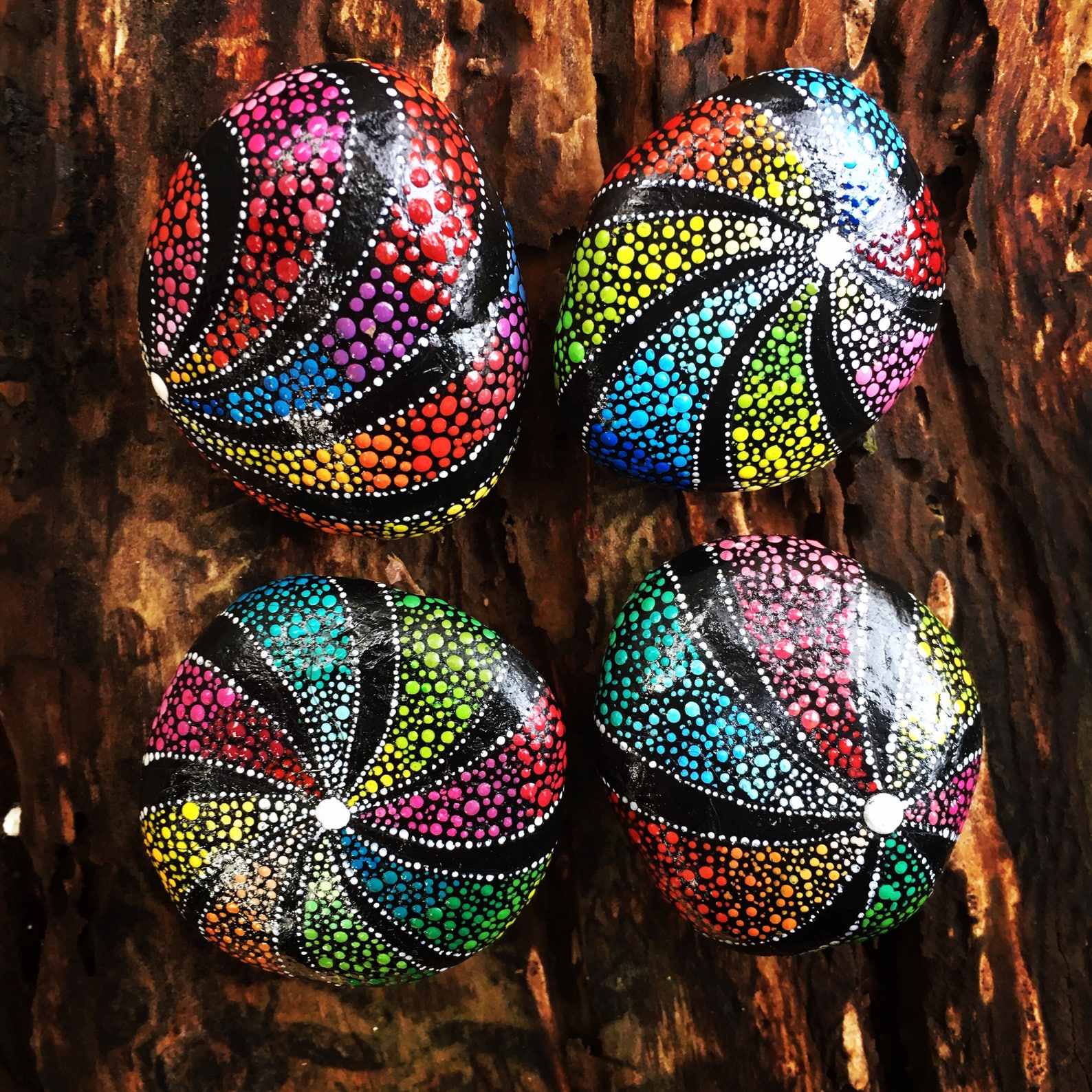 4 Special Rainbow Gifts, Hand Painted and Dot Painted Rainbow Mandala ...