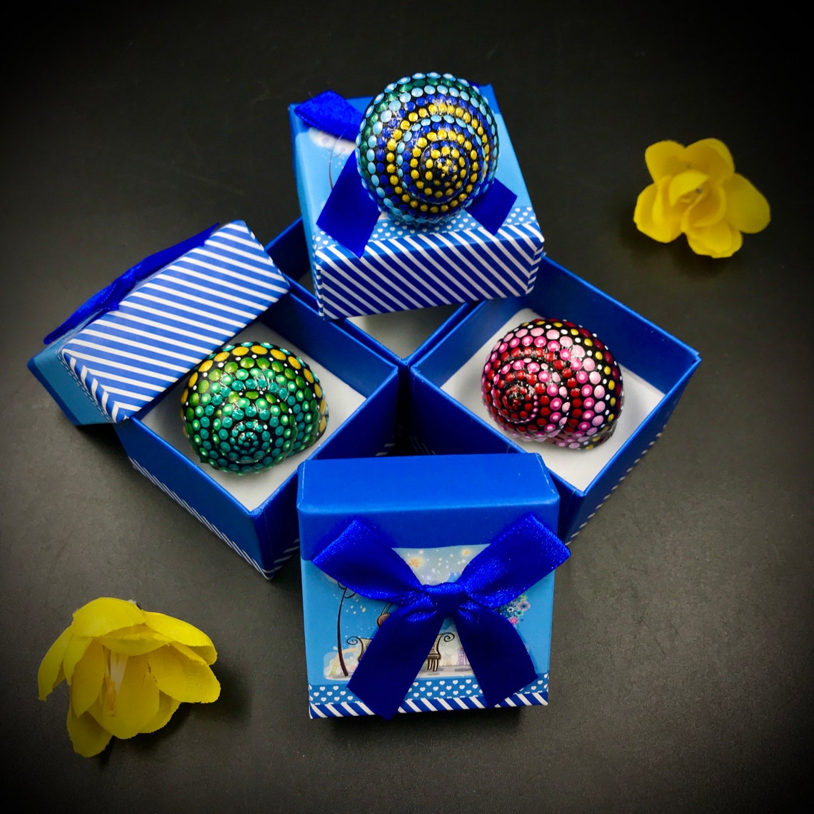 3 Dot Painted Colourful Snail Shells, Mother's Day Gift Idea, One of a ...