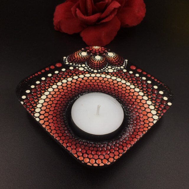Beautiful Dot Painted Mandala Tea Light Holder Healing - Etsy