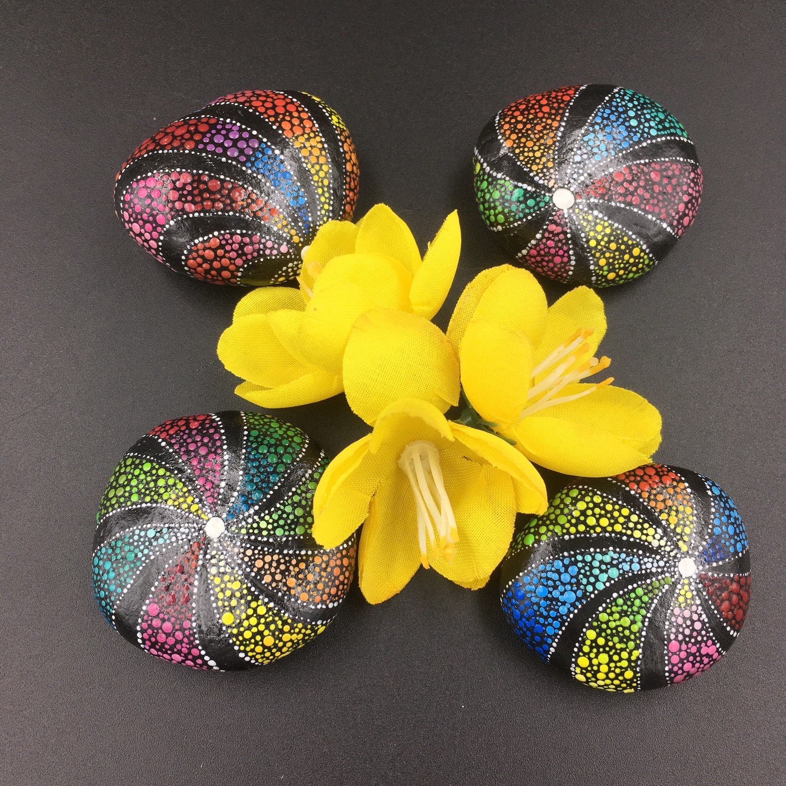 4 Special Rainbow Gifts, Hand Painted and Dot Painted Rainbow Mandala ...