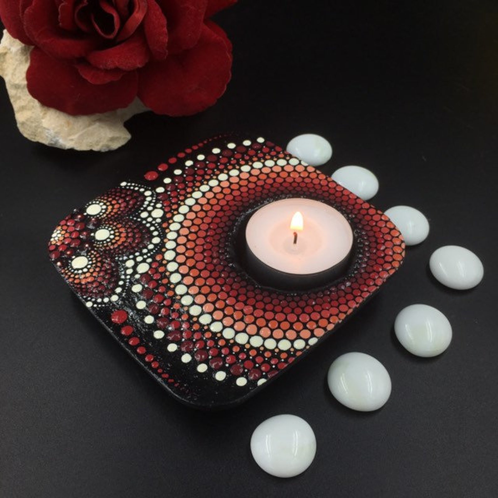 Beautiful Dot Painted Mandala Tea Light Holder Healing - Etsy