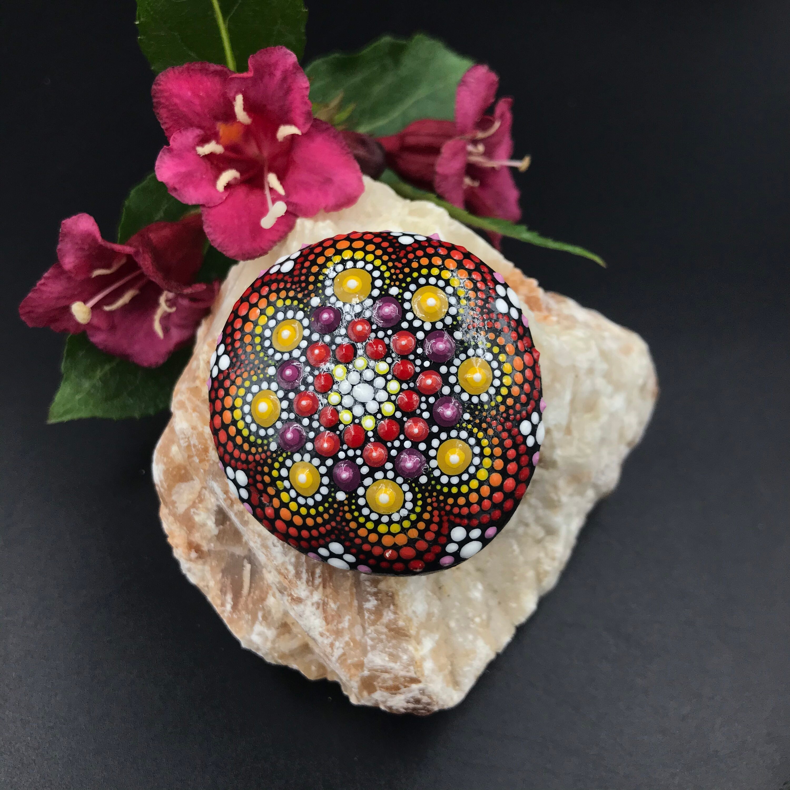 2 Amazing Dot Painted Mandala Rocks, Hand Painted Mandala Dot Art, One ...