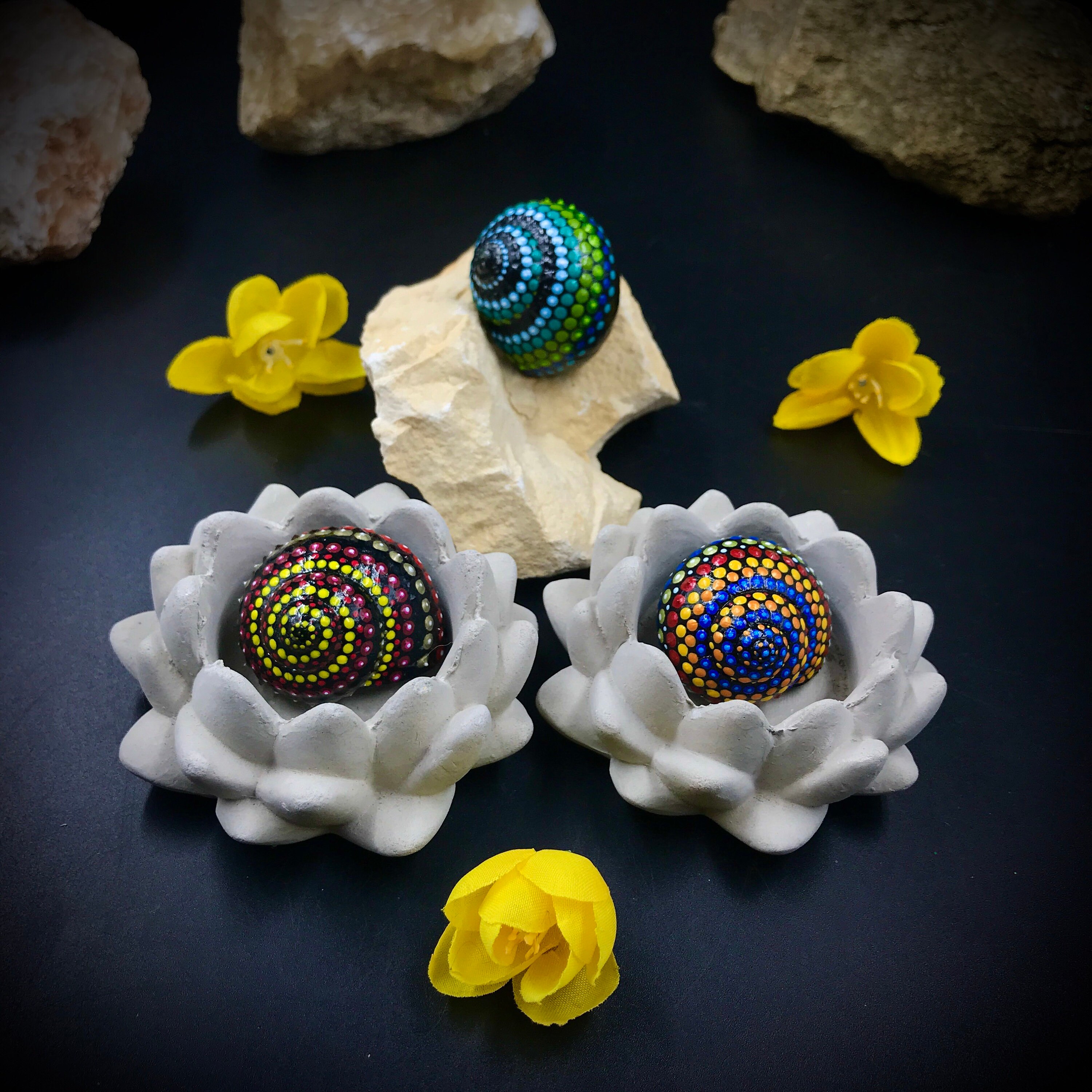 3 Beautiful Dot Painted Rainbow Snail Shells, Hand Painted Thank You ...