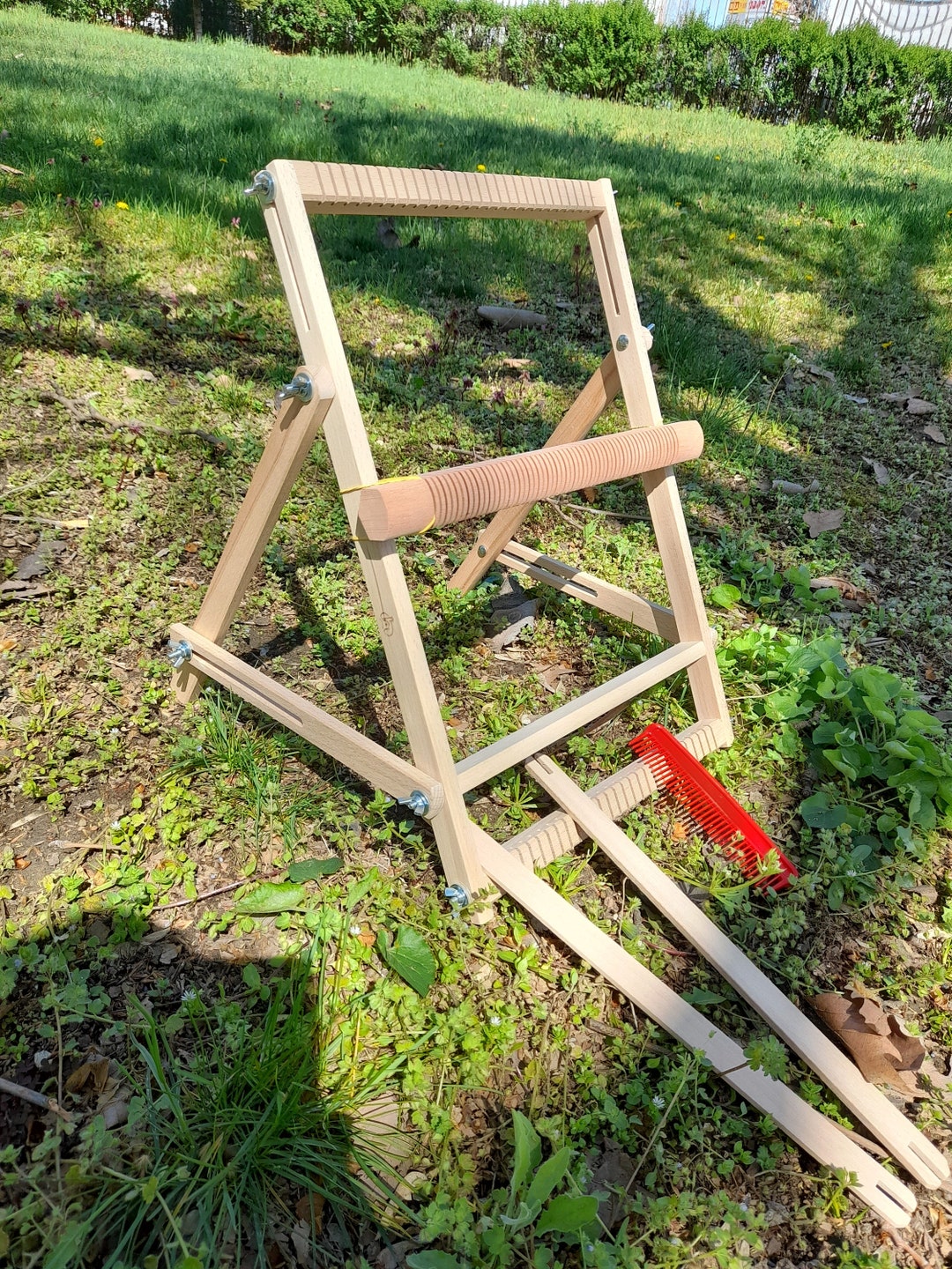 Upright Weaving Loom Kit With Handmade Loom Stand – Large Tabletop Loom ...